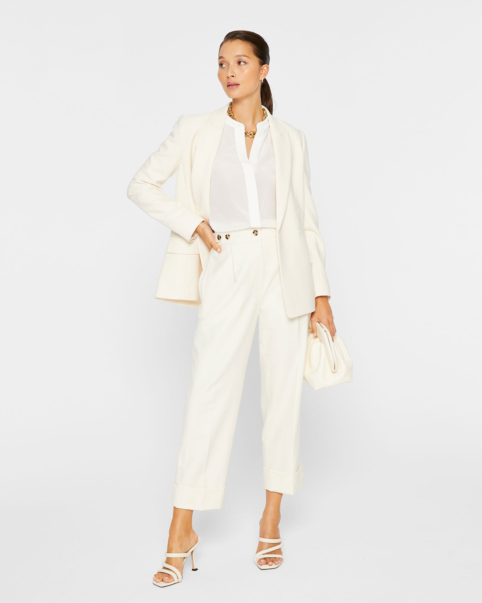 Women's Ecru Tab Detail Trouser | CLUB MONACO CA
