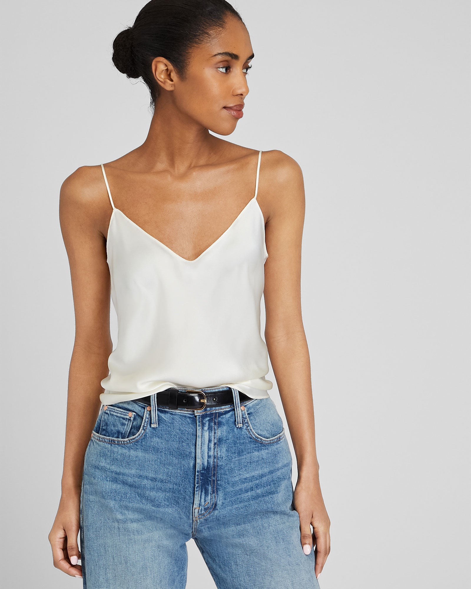 Women's White Silk Charmeuse Cami | CLUB MONACO CA