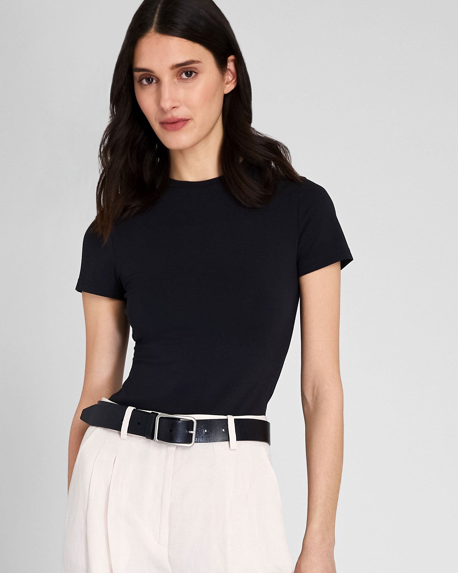 Women's Black Contour Tee | CLUB MONACO CA