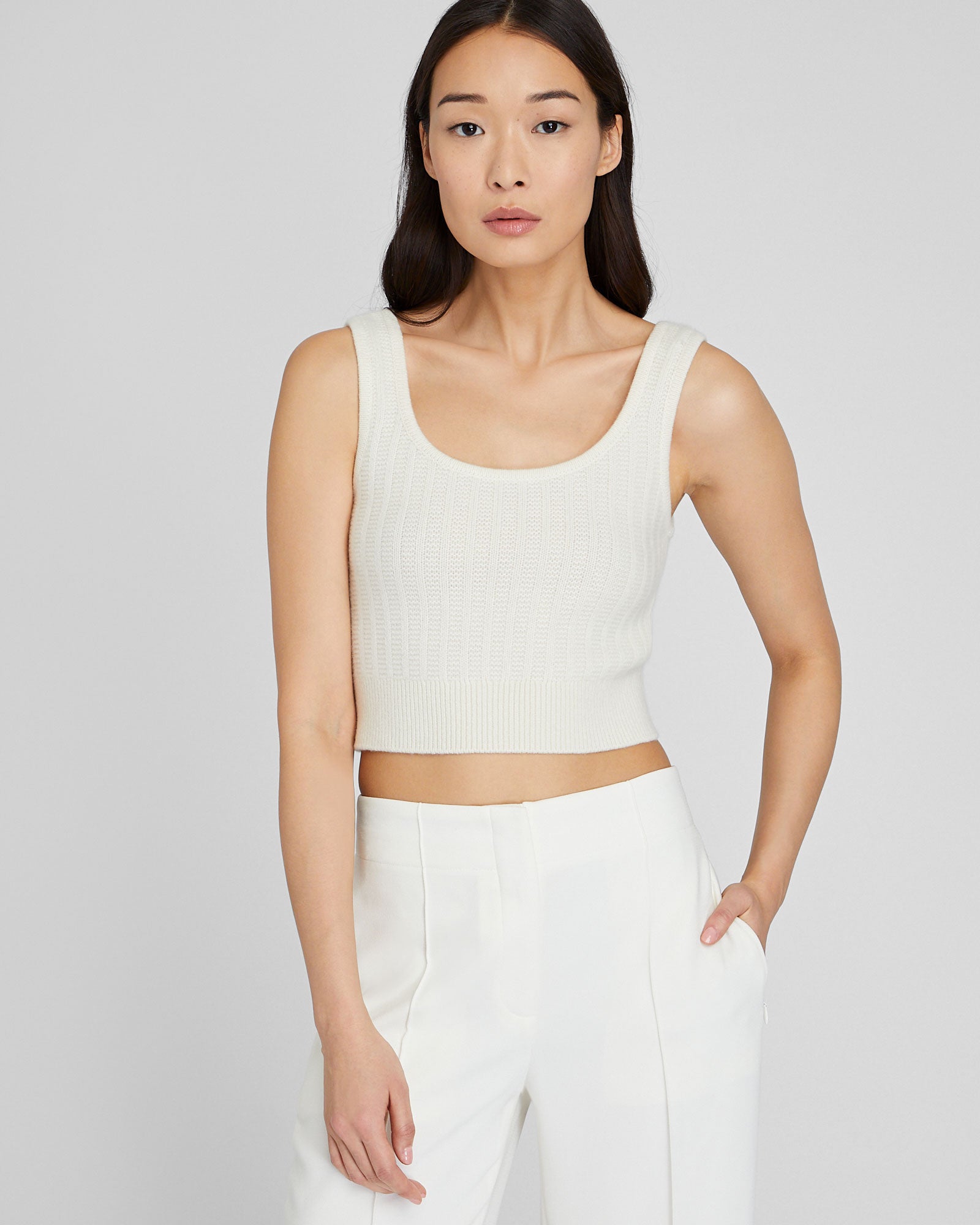 Women's Ivory Textured Cashmere Shell | Club Monaco CA