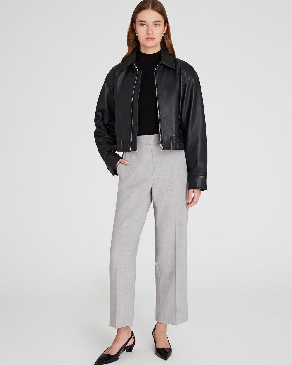 Women's Heather Grey Tab-Detail Pant | Club Monaco CA