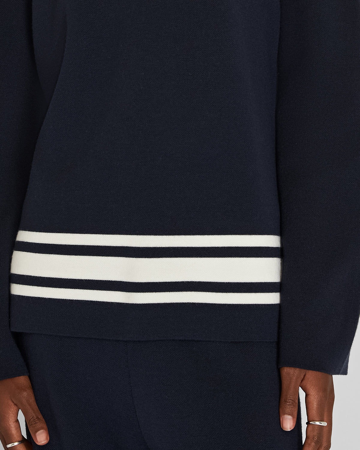 Women's Twilight Navy Double Knit Stripe Border Sweater | Club Monaco ...