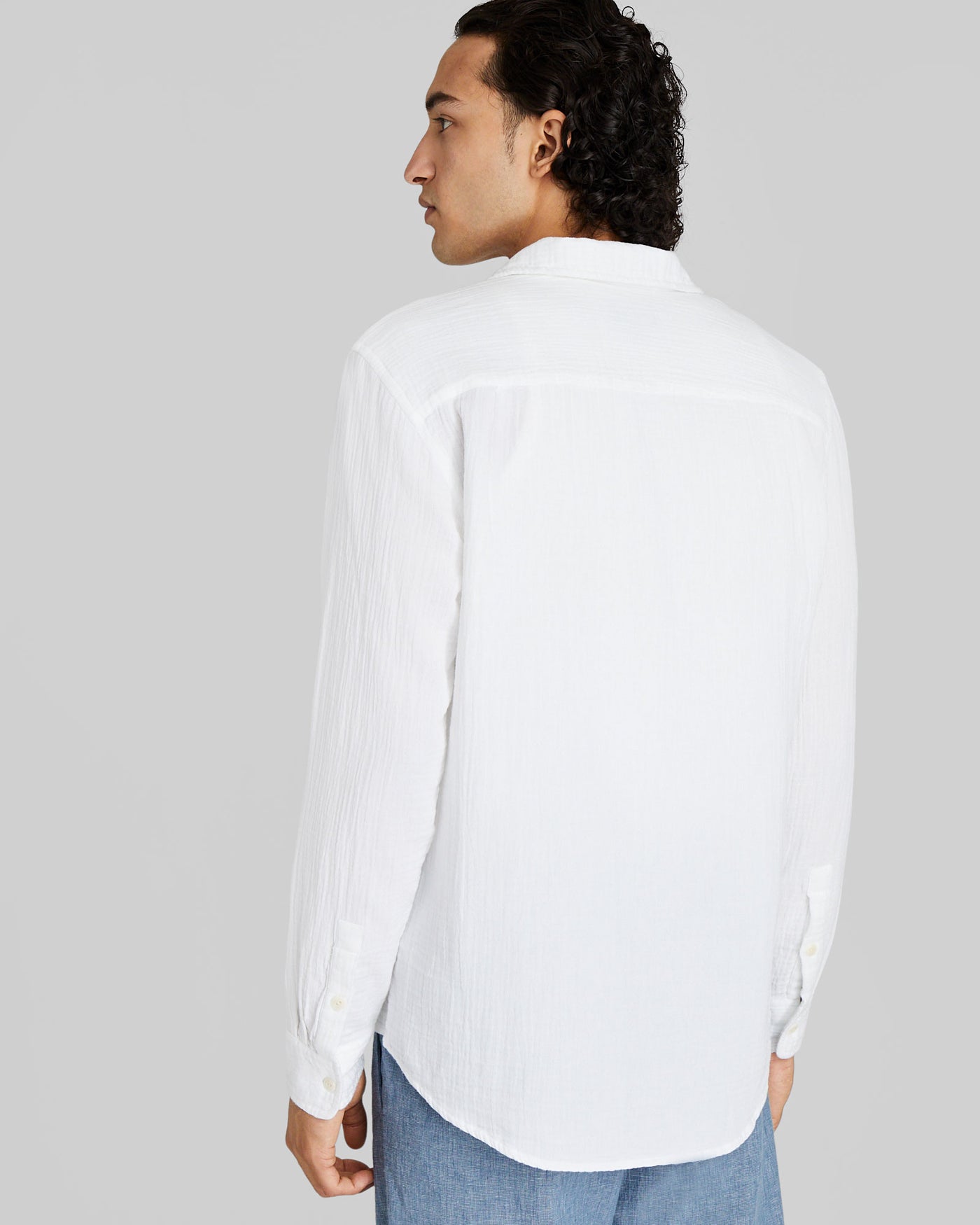 Men's White Base Long-Sleeve Summer Doubleface Shirt | Club Monaco CA
