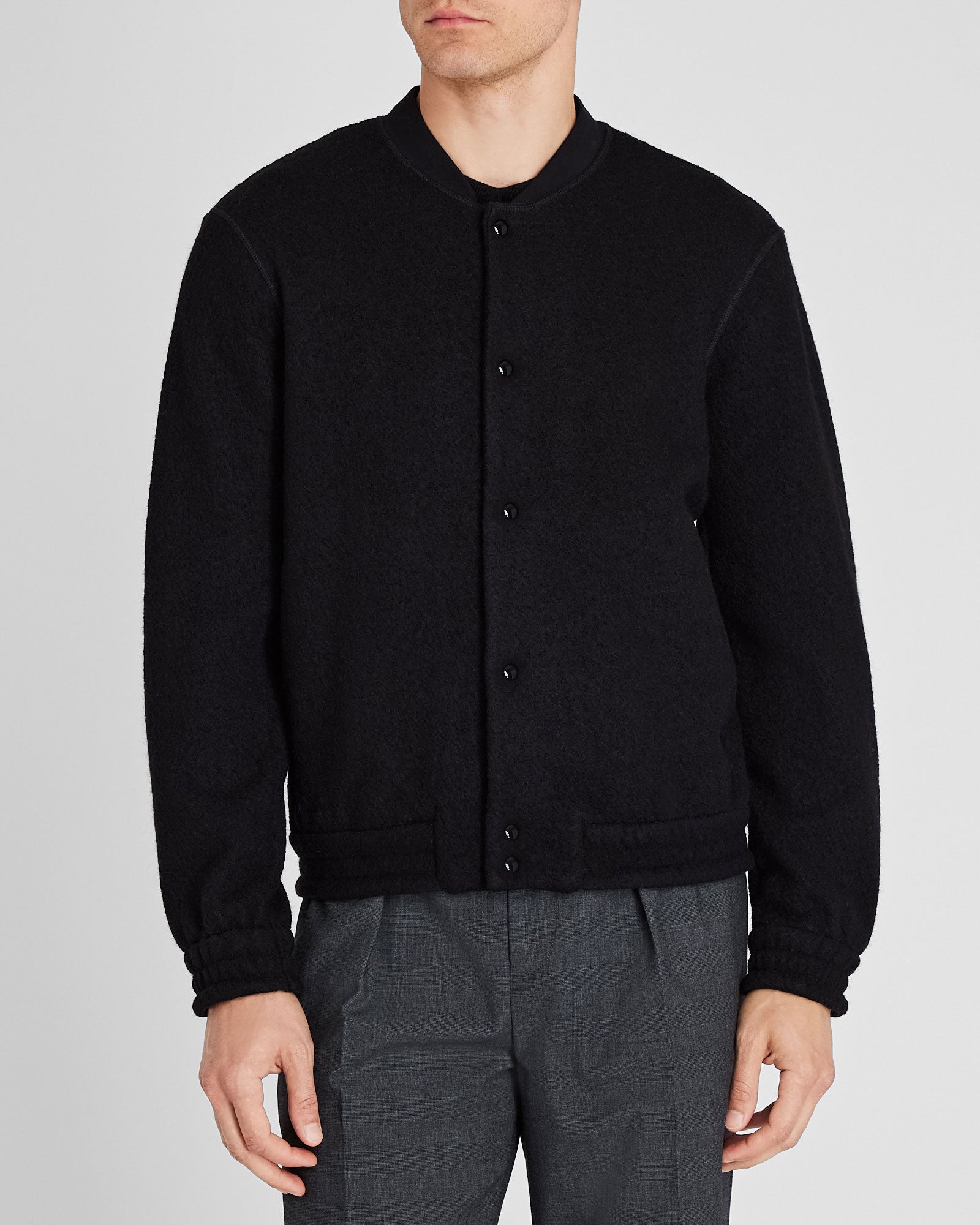 Men's Black Base Felted Wool Bomber Jacket | Club Monaco Corp, CA CA