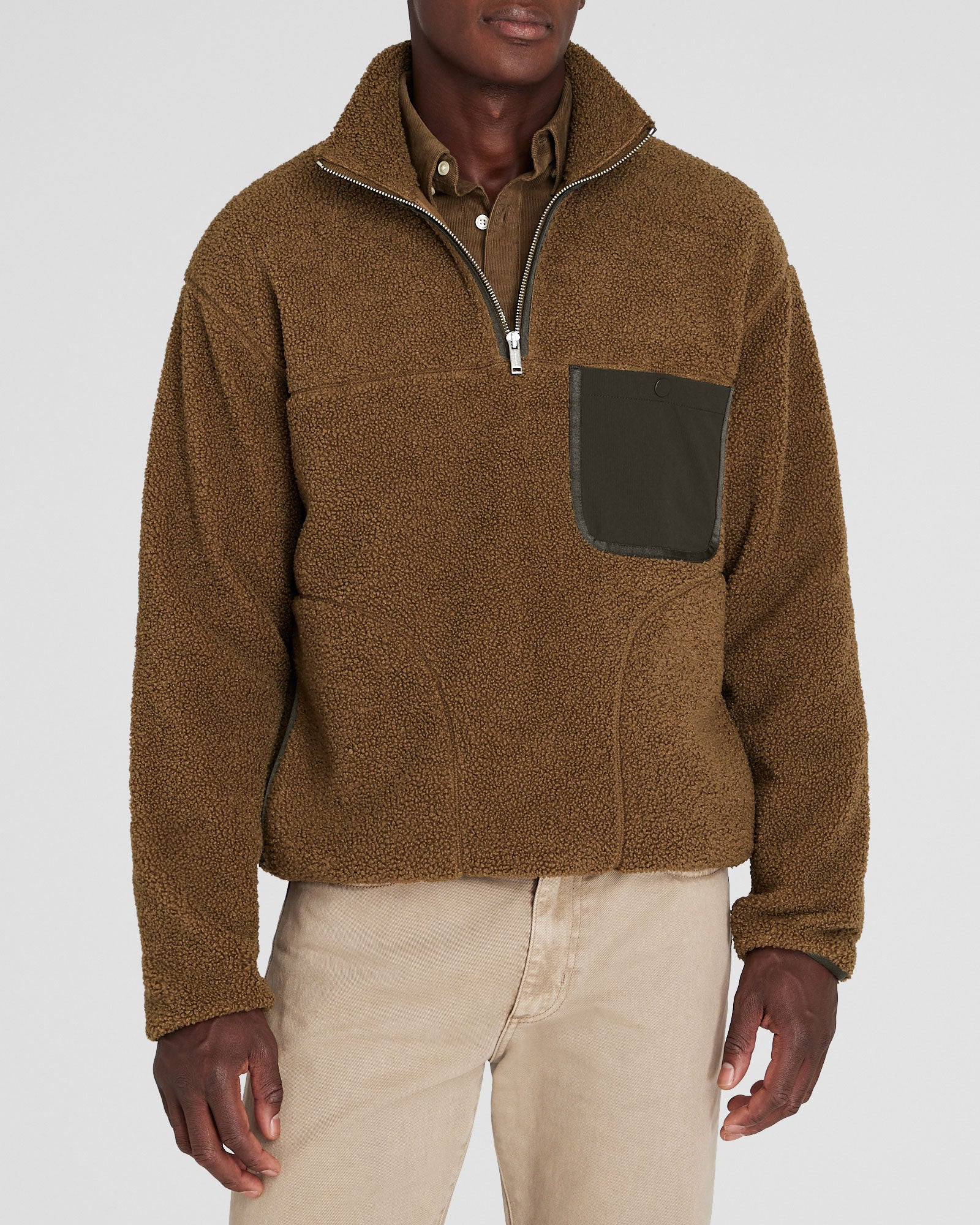 Men's Tan Sherpa Half-Zip | Club Monaco Corp, CA CA