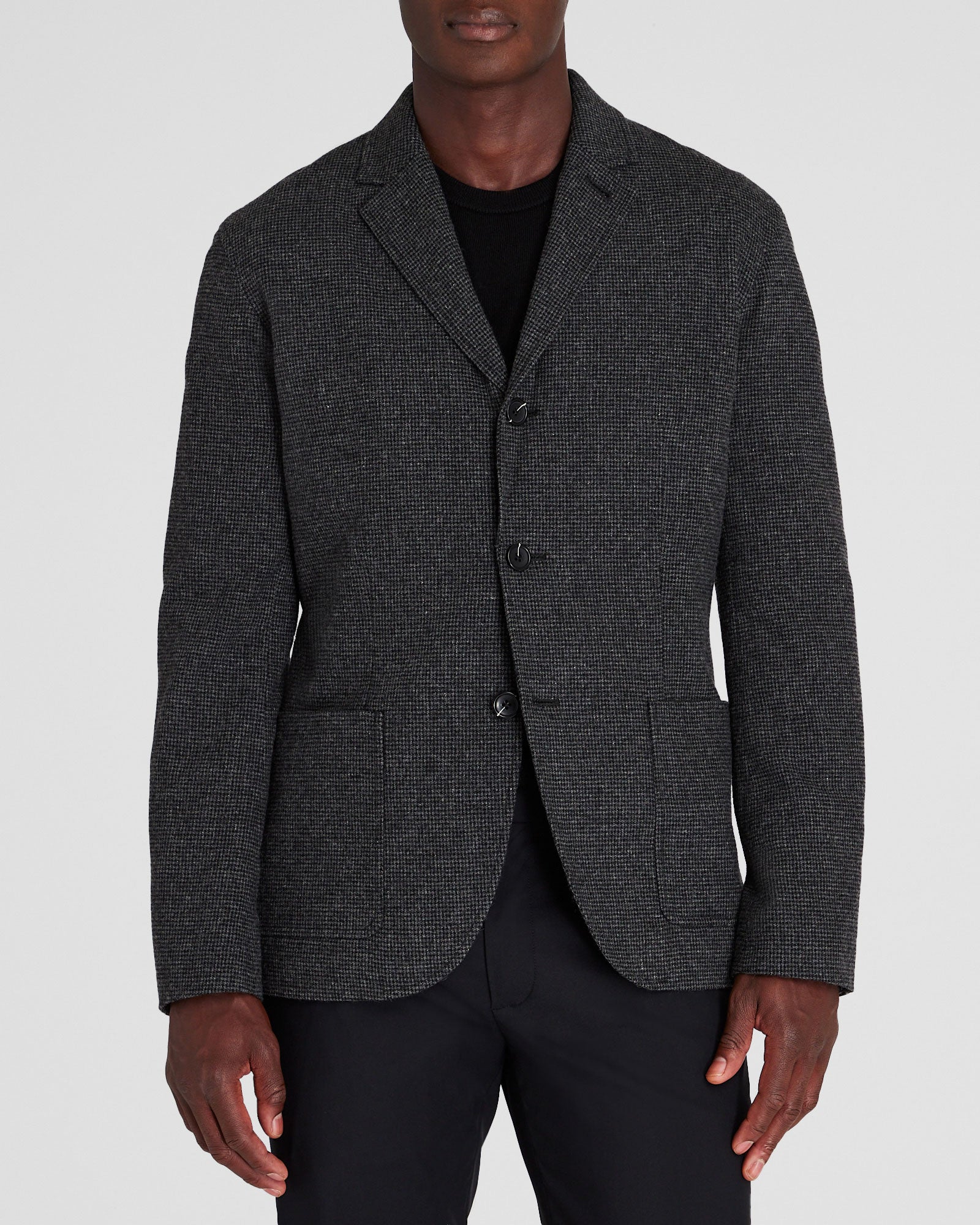 Men's Black Mix Lightweight Wool Blend Houndstooth Blazer | Club Monaco CA