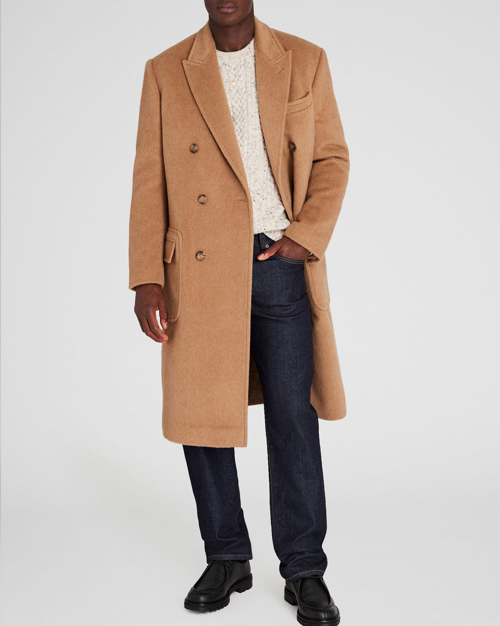 Men's Camel Camel Hair Double-Breasted Topcoat | Club Monaco Corp, CA CA
