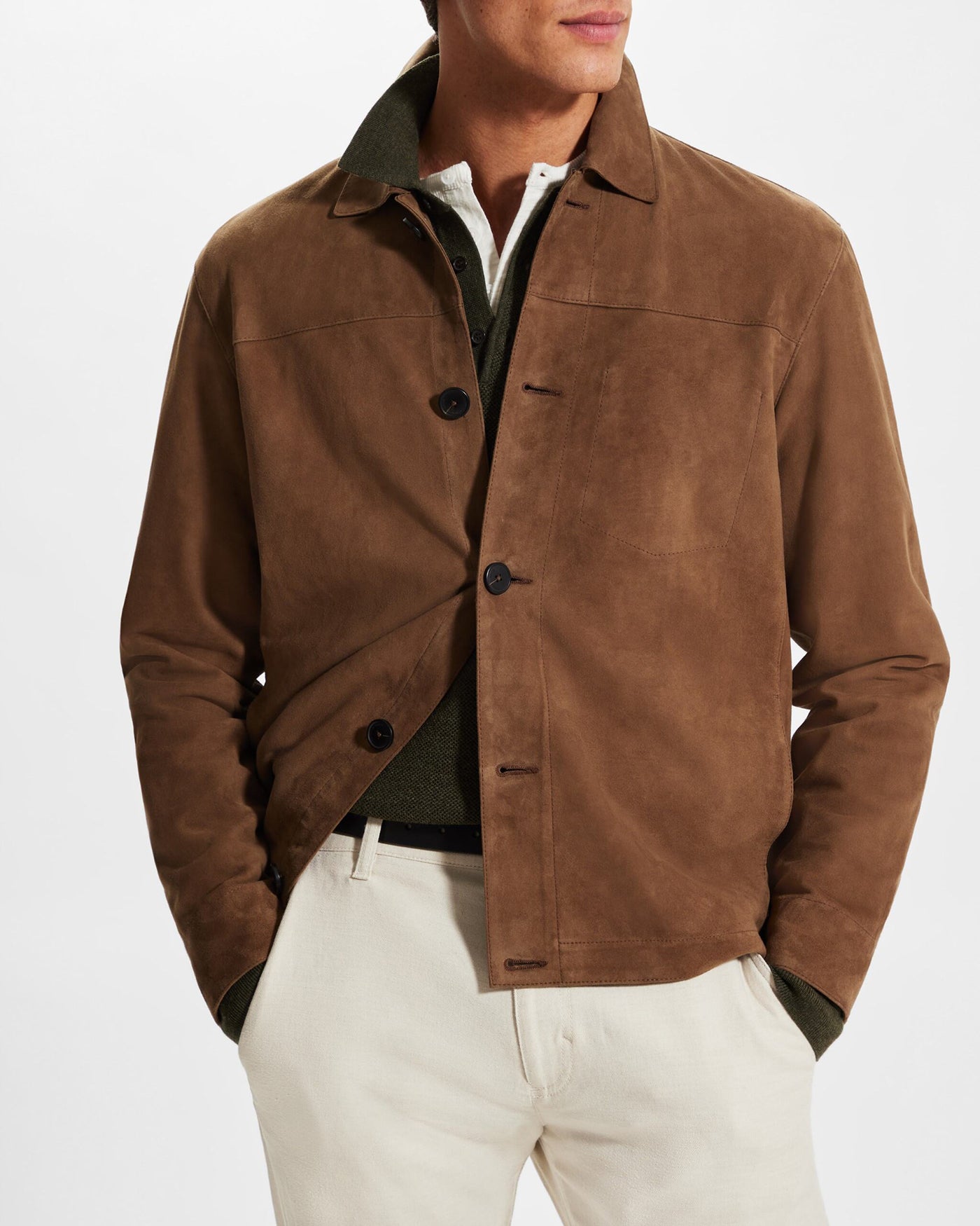 Men's Oak Lightweight Suede Jacket | Club Monaco CA